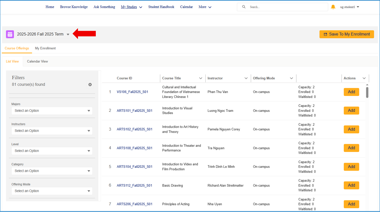 Instructions - Online Course Registration User Guide for Student